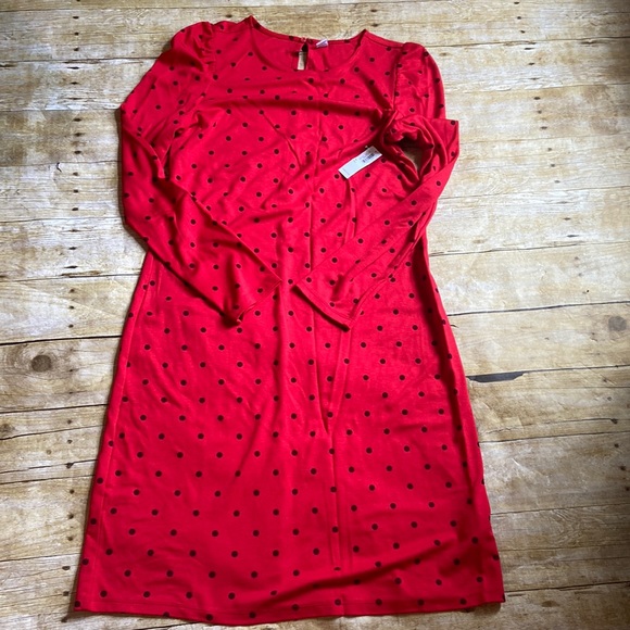 Old Navy | Dresses | Nwt Red Long Sleeve Dress | Poshmark